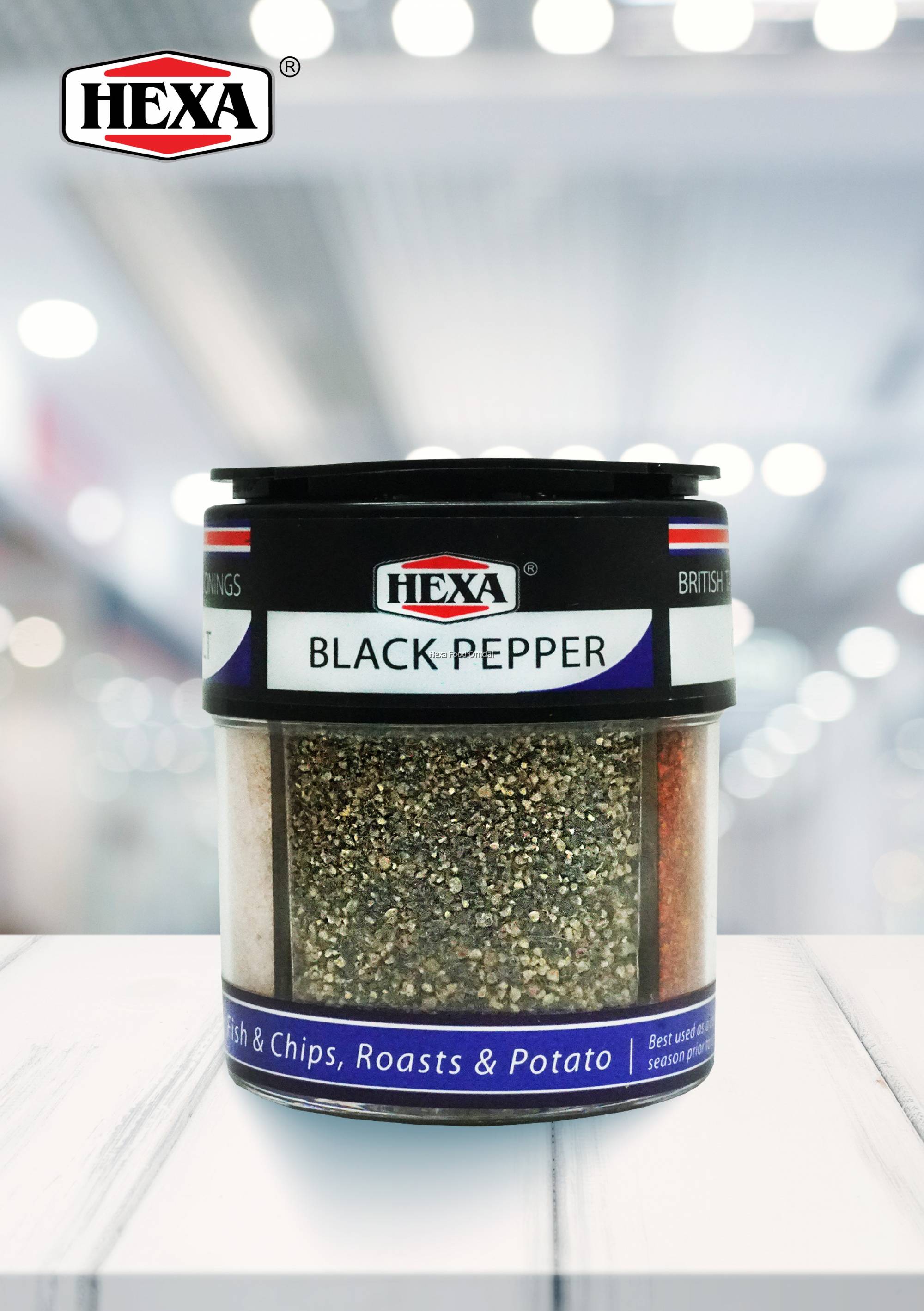 HEXA HALAL British 4 In 1 Table Seasoning (85g) Garlic, Chili, Black ...