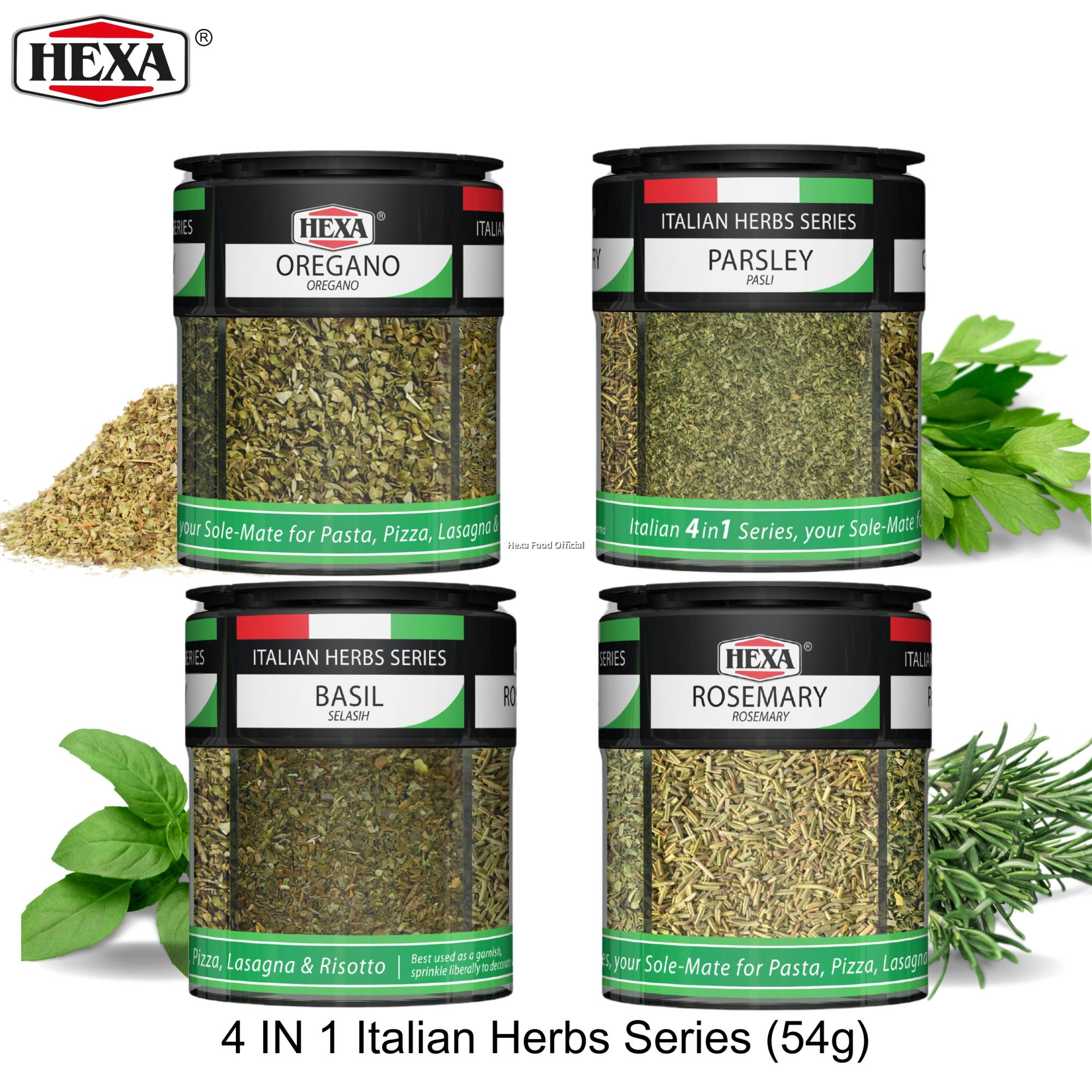 HEXA HALAL Cajun Spice 85gm HEXA HALAL 4IN1 Italian Herbs 24gm Basil ...