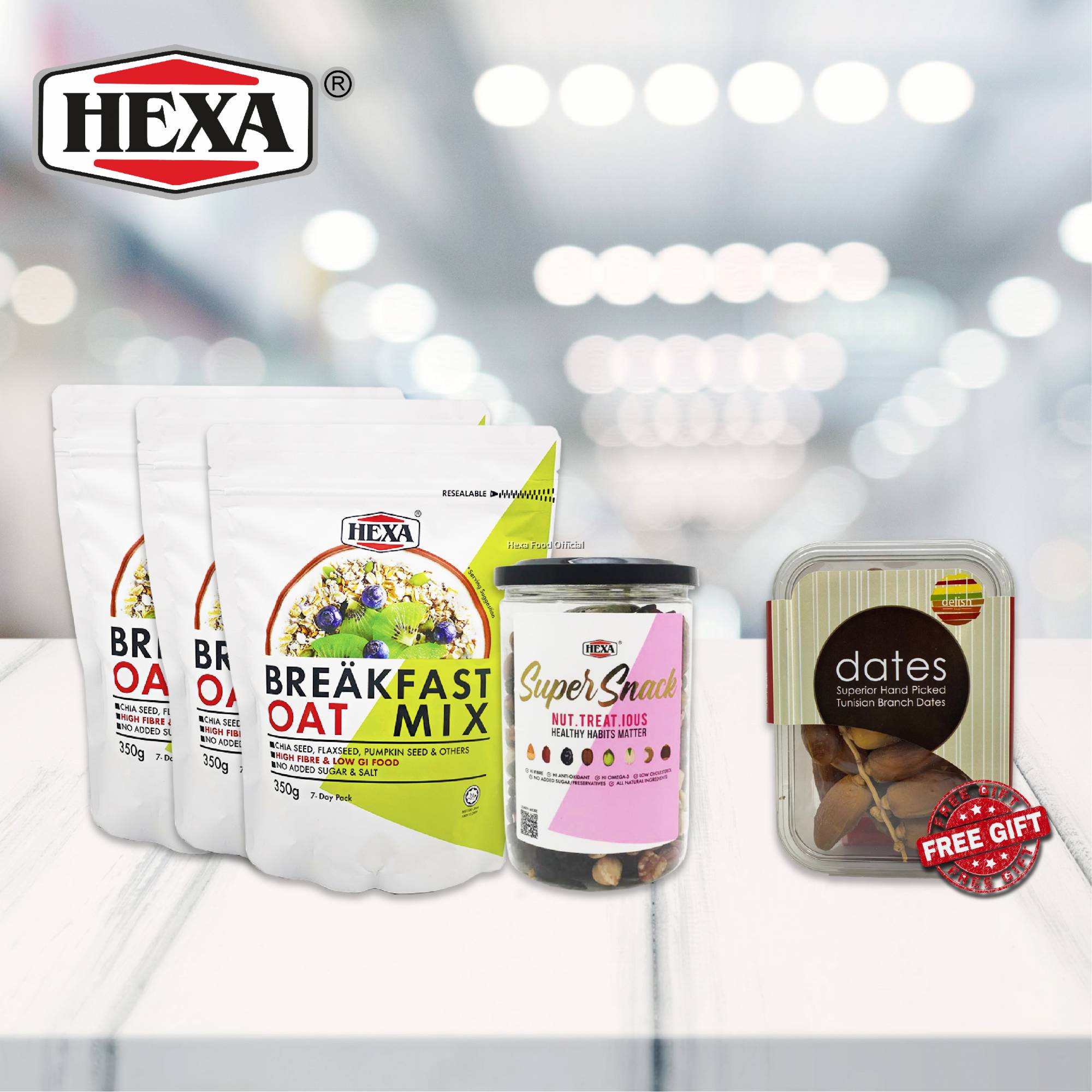 HEXA SAHUR SET 2: HEXA Breakfast Oat Mix 350g *3 + HEXA NUT TREAT IOUS ...