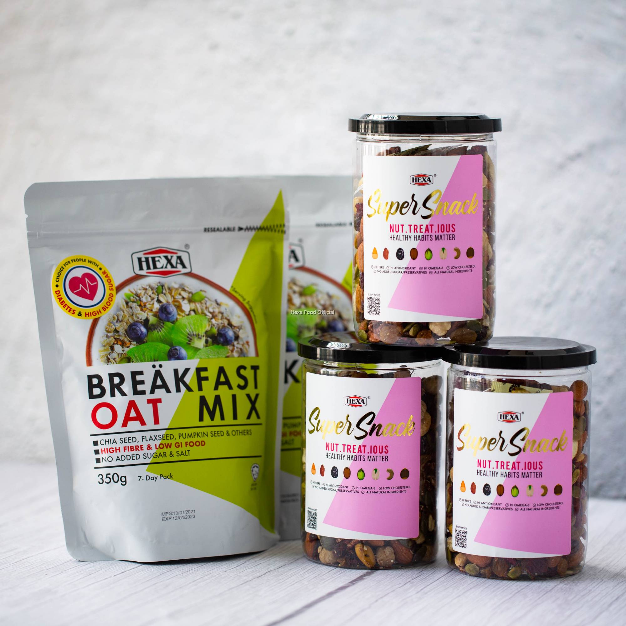 HEXA 营养早餐混合燕麦 350g x 2 + HEXA 健康坚果混合零食 300g x 3