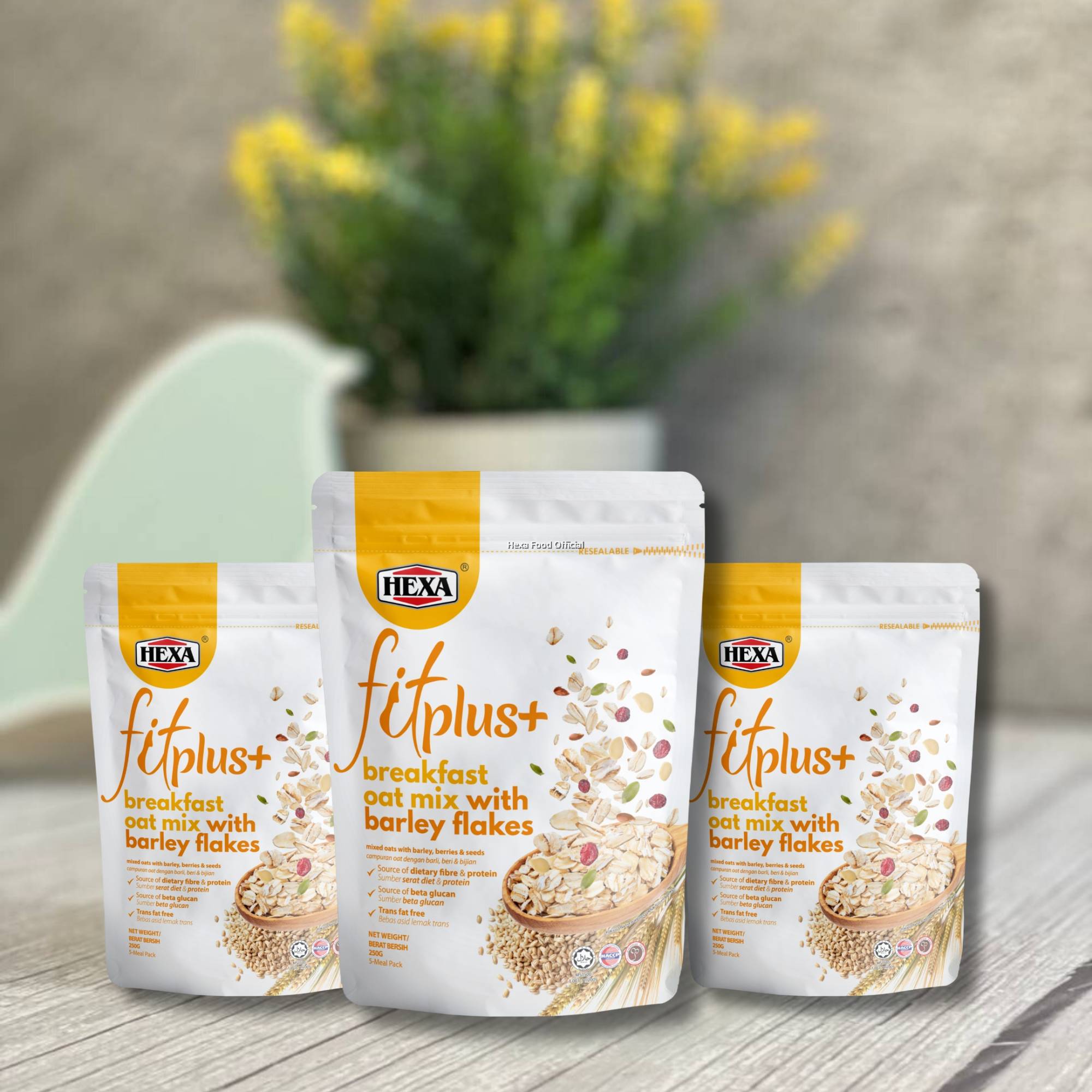 HEXA Fit Plus Breakfast Oat Mix with Barley Flakes 250g x 3 packs