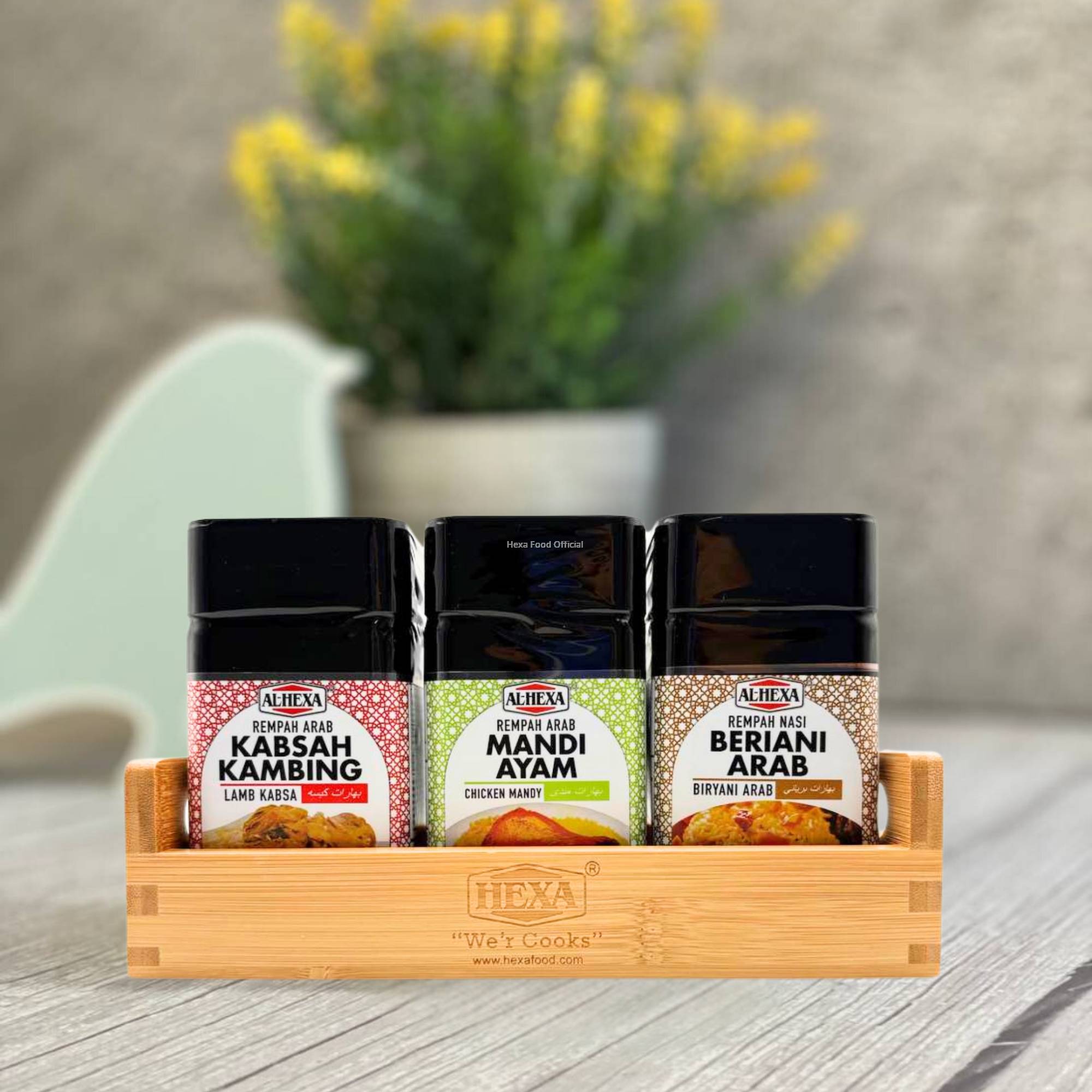 3 in 1 AL-HEXA Arabic Spice Wooden Rack Square Set (Kabsah Kambing ...