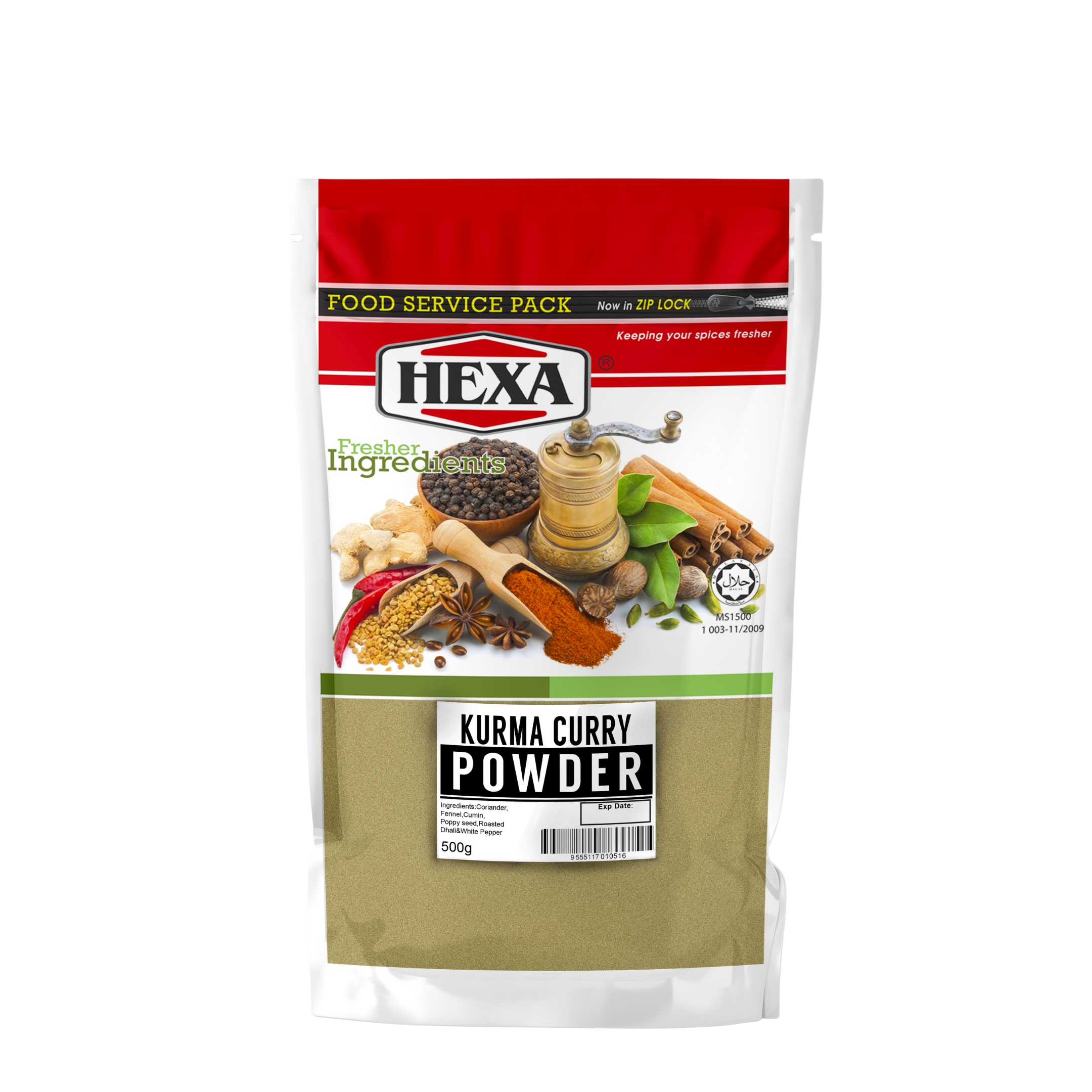 HEXA Kurma Curry Powder 500gm Food Service Packaging