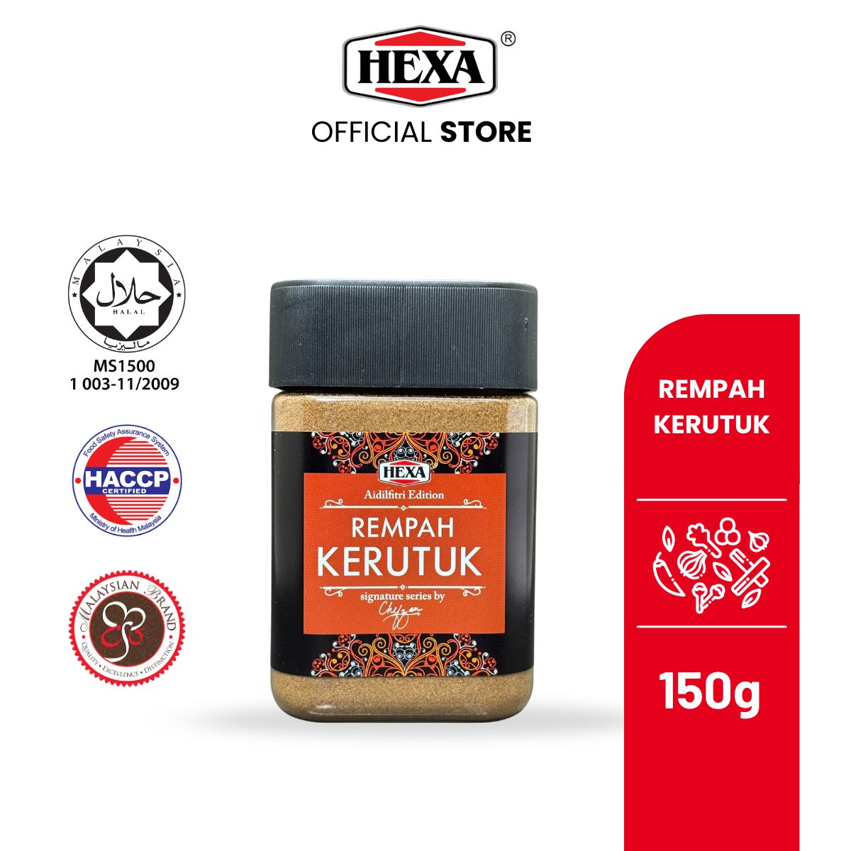 HEXA Rempah Kerutuk 150gm (Signature Series by Chef Zam) Bottle